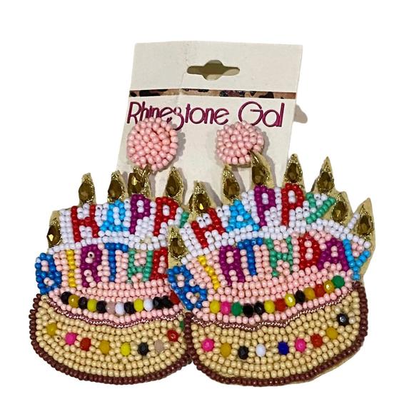 BOSUK | Jewelry | New Bosuk Happy Birthday Cake Seed Bead Earrings In ...